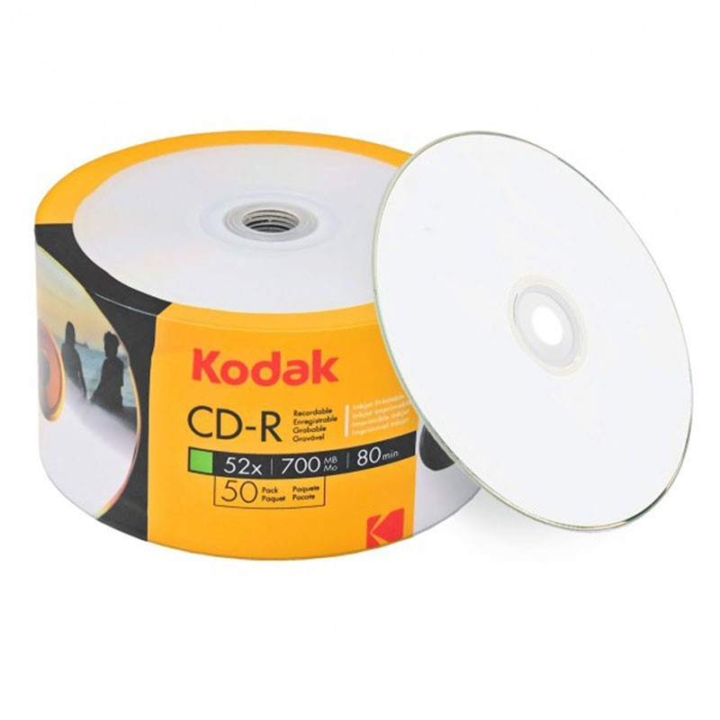 Kodak CD -R 52X Full surface Printable inkjet 80m/700MB K1230150 - DVD.pt