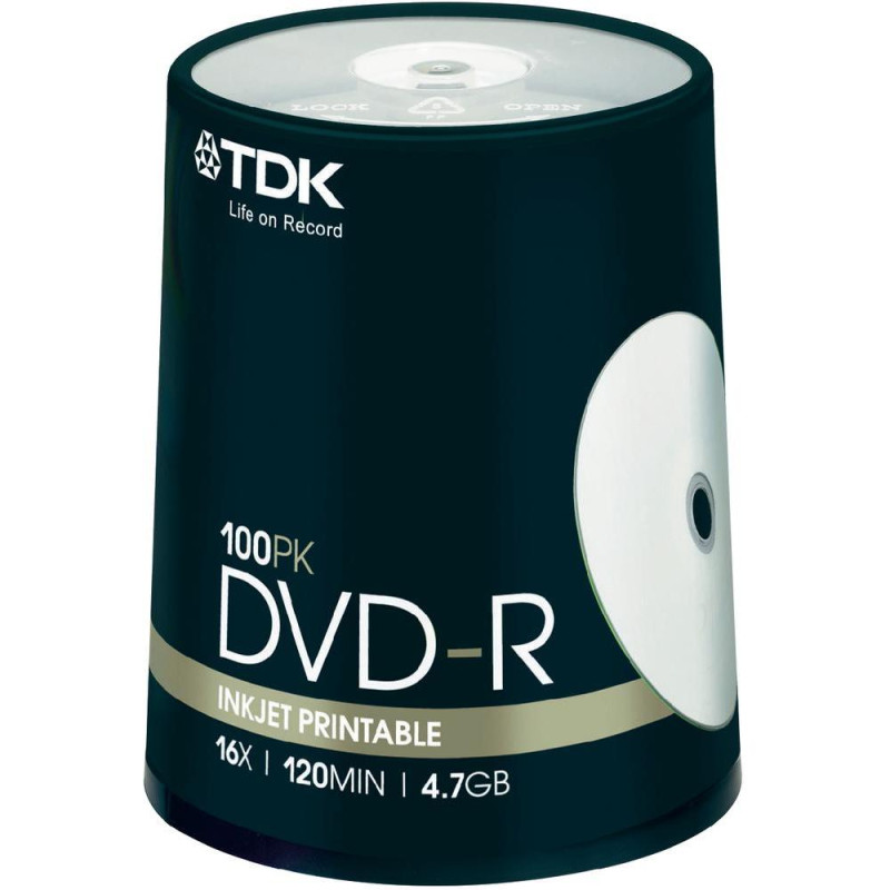 DVD-R TDK 4.7GB 16X PRINTABLE PACK 100 - DVD.pt